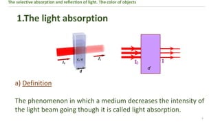 The absorption and the selective refraction of light the color of ...