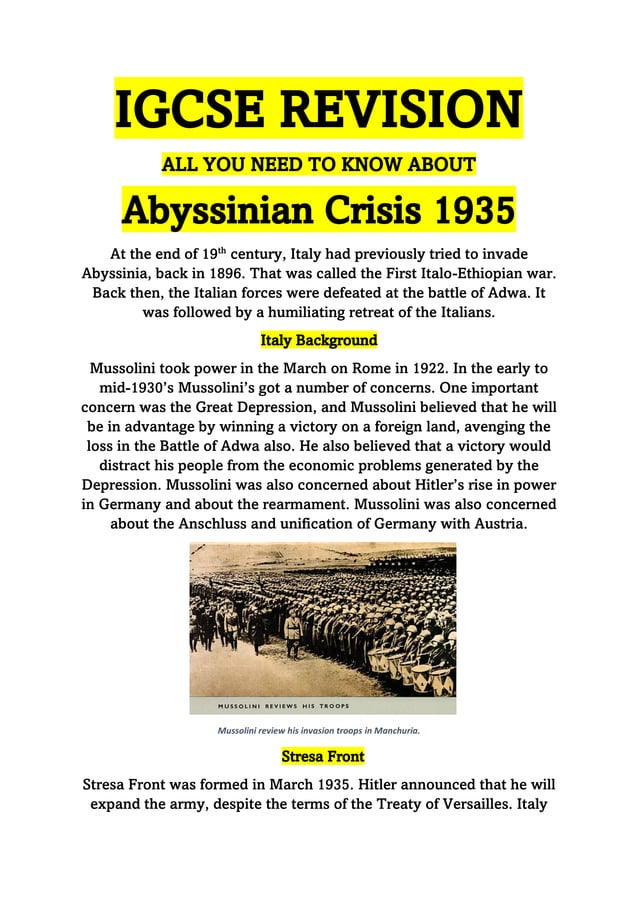 ULTRA REVISION: ABYSSINIA 1935 | PDF