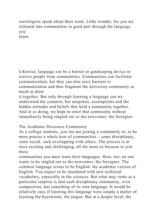 The Academic Discourse Community Rolf Norgaard The fol.docx