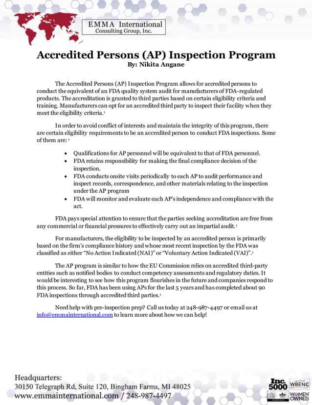 Accredited Persons (AP) Inspection Program | PDF