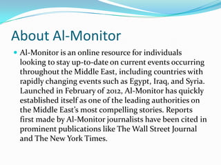 The Achievements of Al-Monitor | PPTX