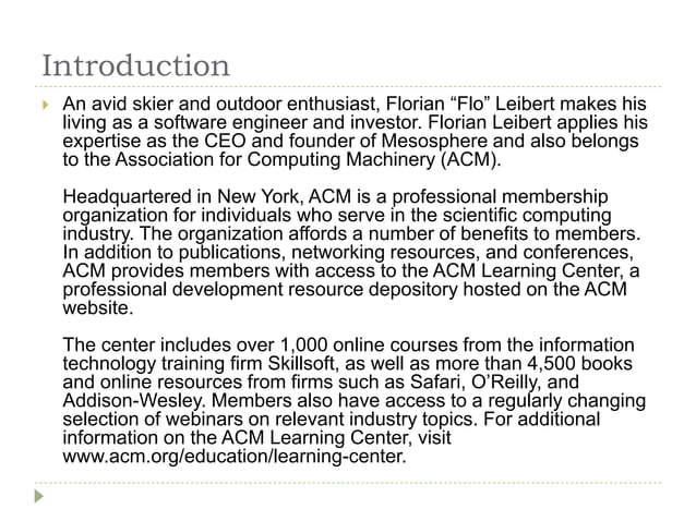 The ACM Learning Center | PPTX | Computing | Technology & Computing
