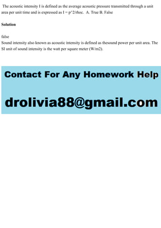 The acoustic intensity I is defined as the average acoustic pressure .pdf