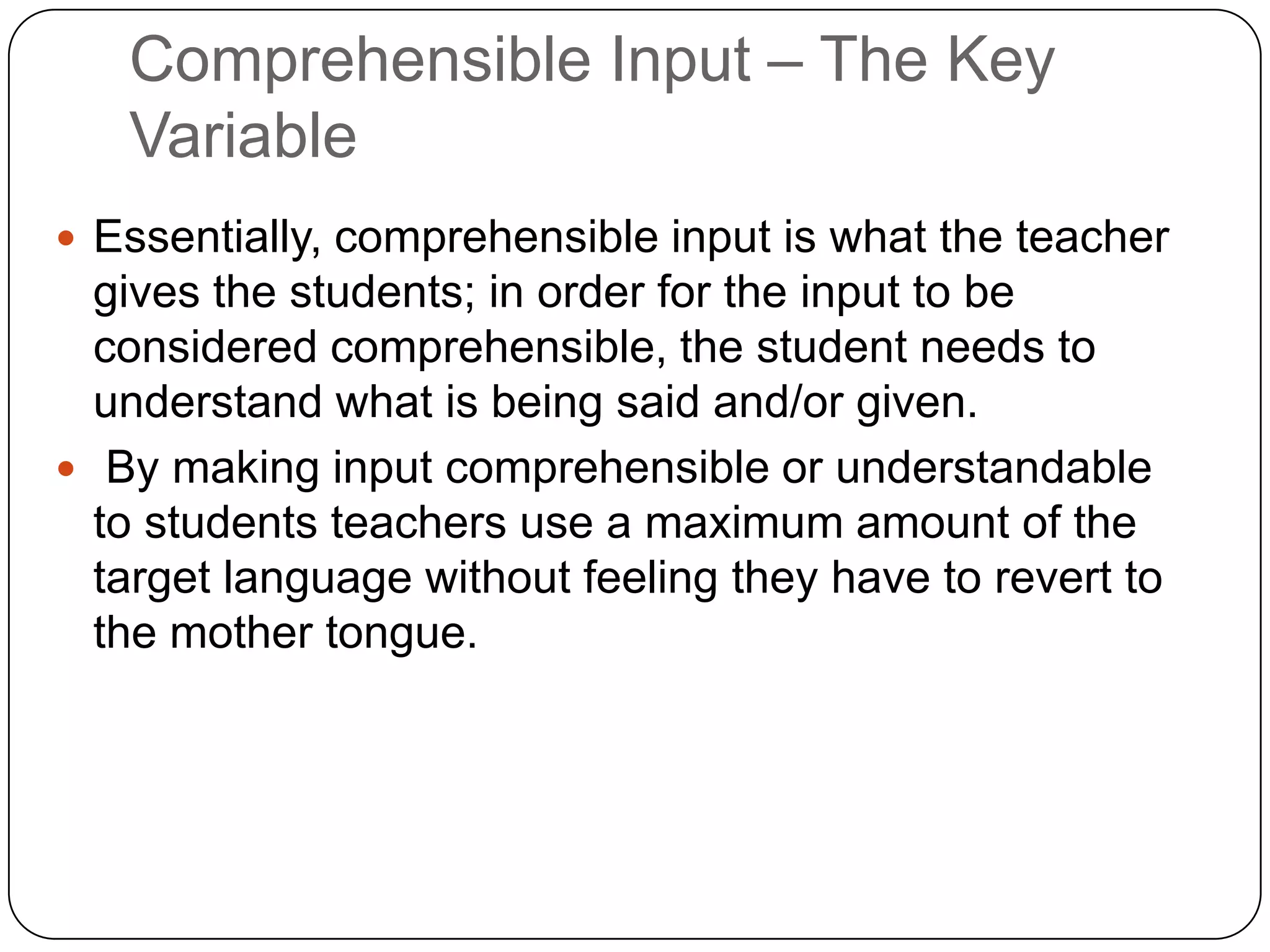 The acquisition learning hypothesis ours | PPTX