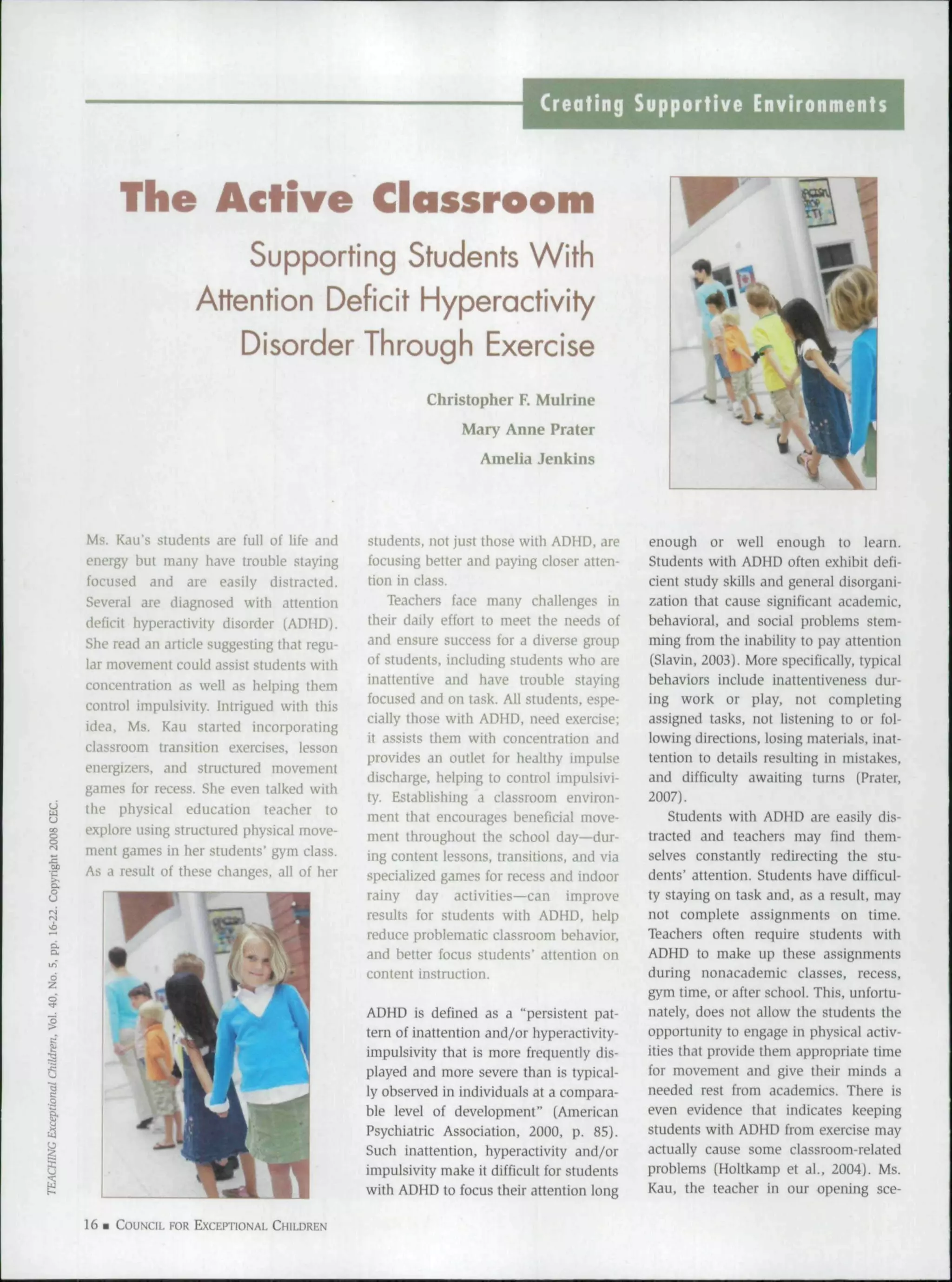 The Active Classroom Supporting Students With Attention Deficit ...