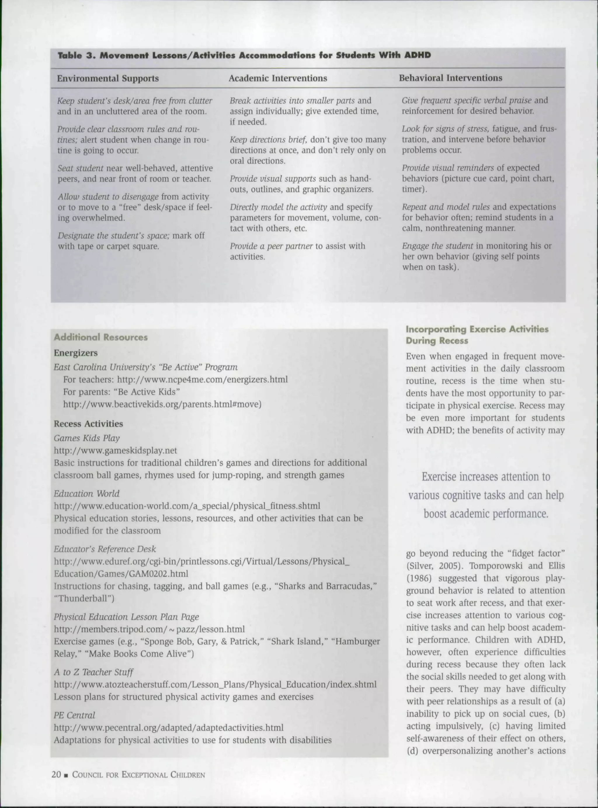 The Active Classroom Supporting Students With Attention Deficit Hyperactivity Disorder Through ...
