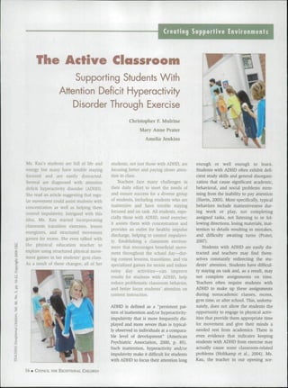 The Active Classroom Supporting Students With Attention Deficit Hyperactivity Disorder Through ...