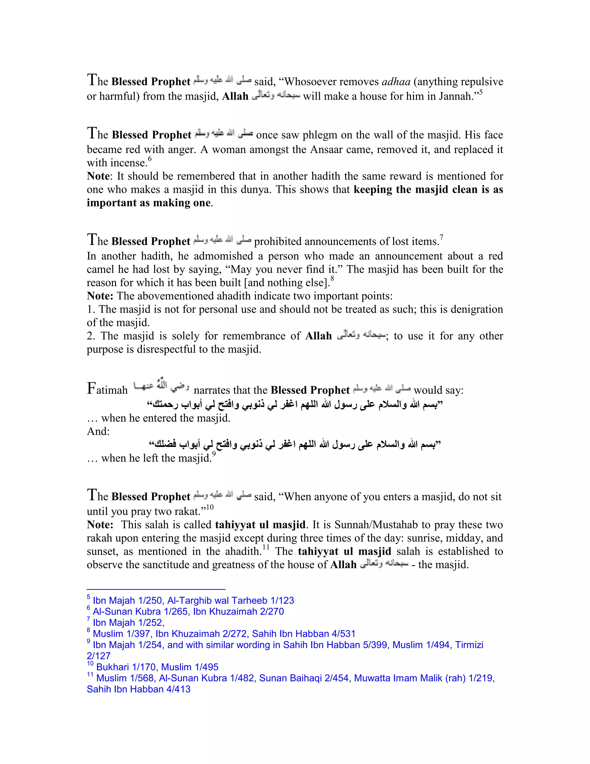 The adaab (etiquettes) of masjid | PDF