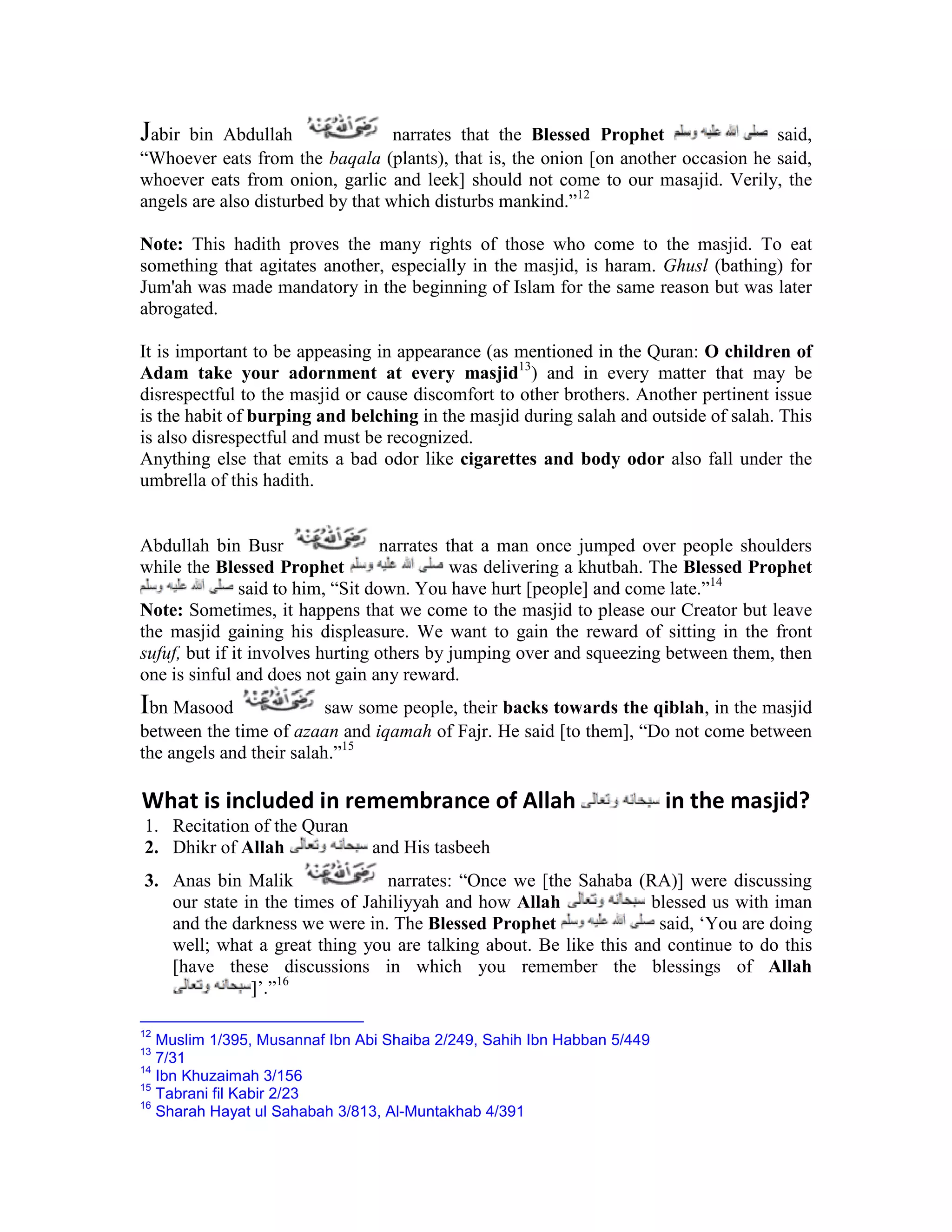 The adaab (etiquettes) of masjid | PDF