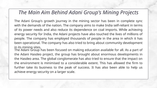 The Adani Group’s Mining Journey Through The Years | PPT