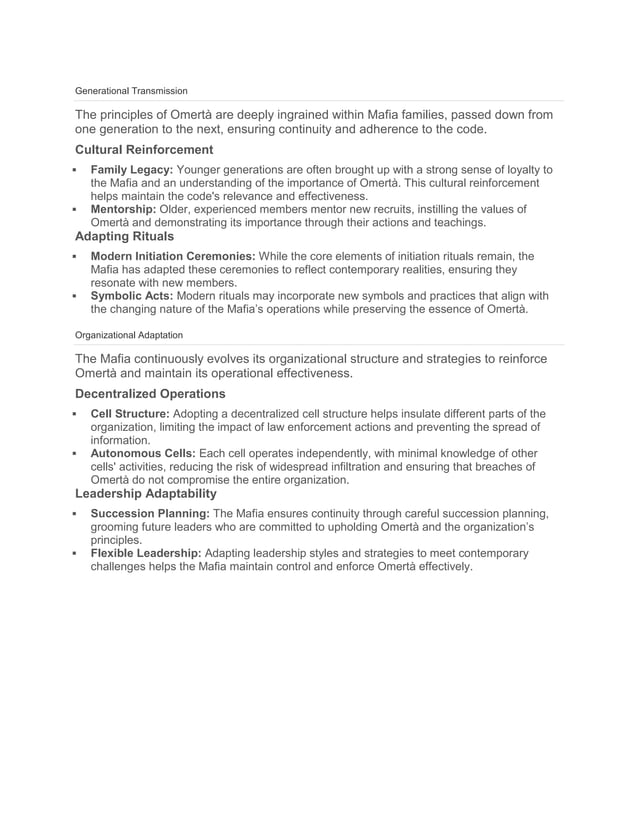 Your Guide tp The Adaptability of Omertà | PDF
