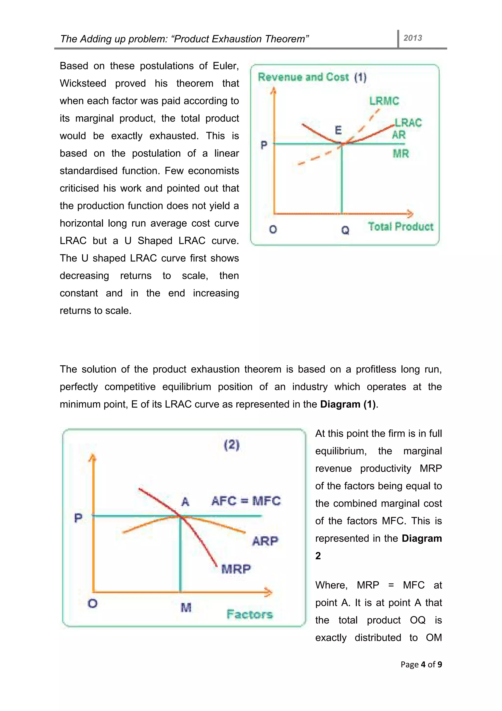 The adding up problem product exhaustion theorem yohannes mengesha | PDF