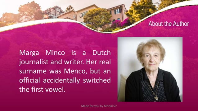 The Address, a story by Marga Minco | PPSX | Fiction | Books and Literature