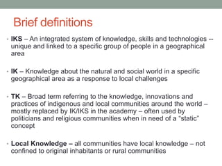 Thea de wet intro indigenous knowledge and cognitive justice | PPT