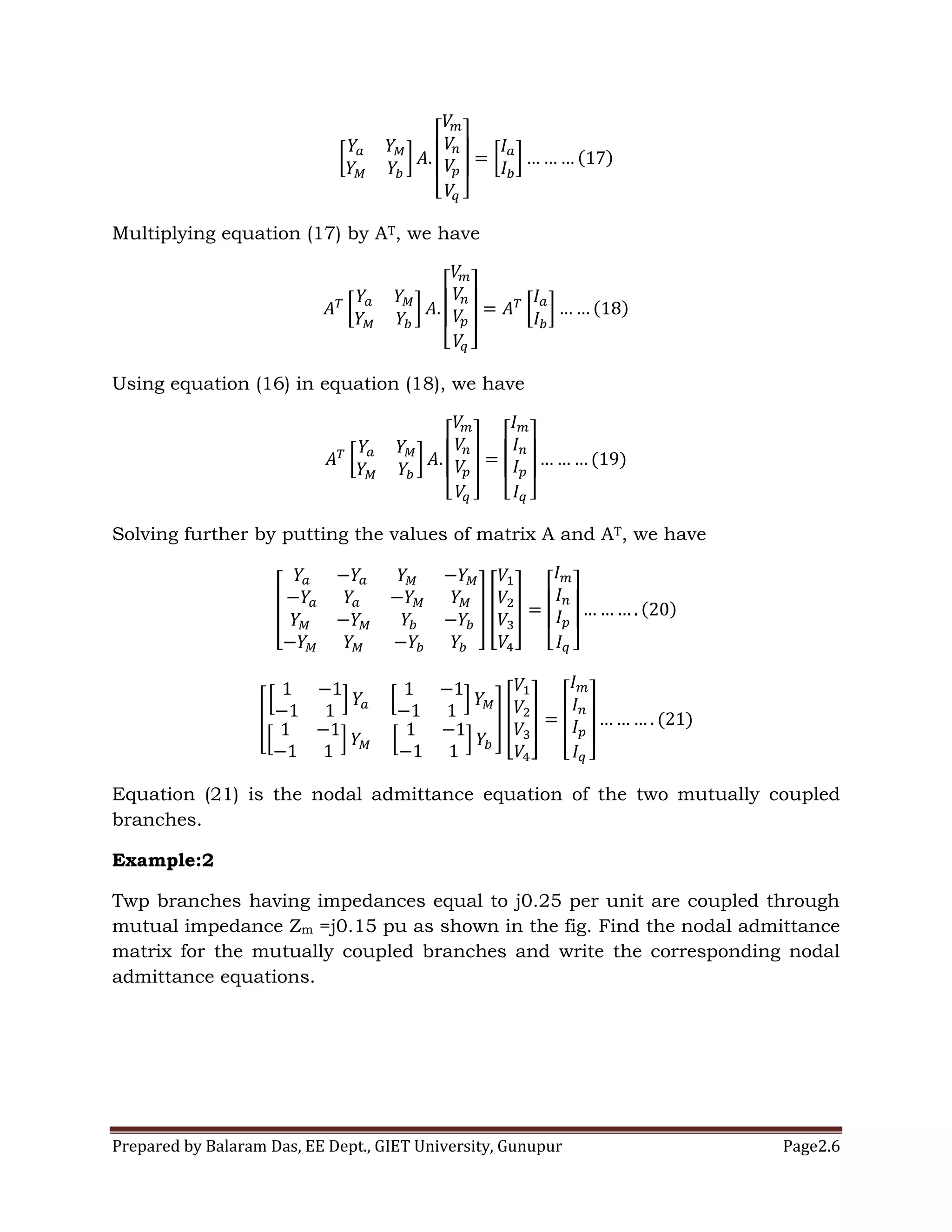 The admittance model and network calculation | PDF