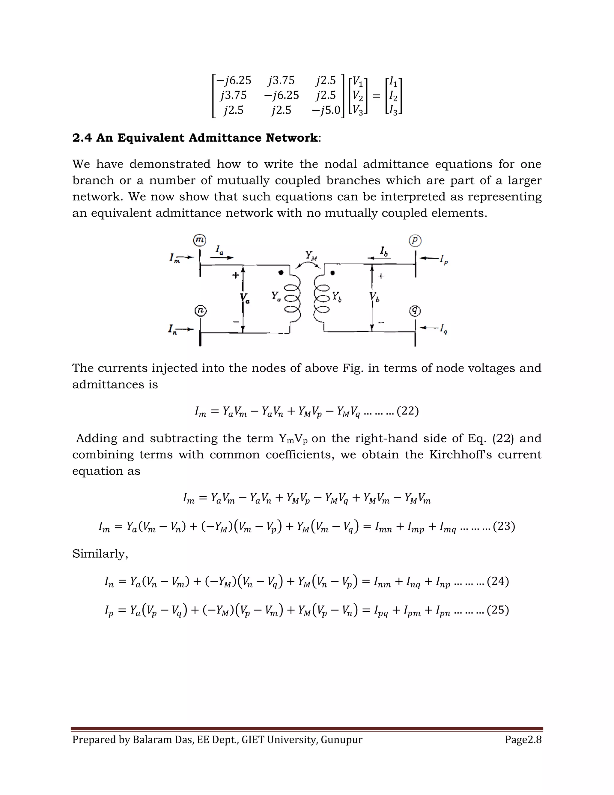 The admittance model and network calculation | PDF