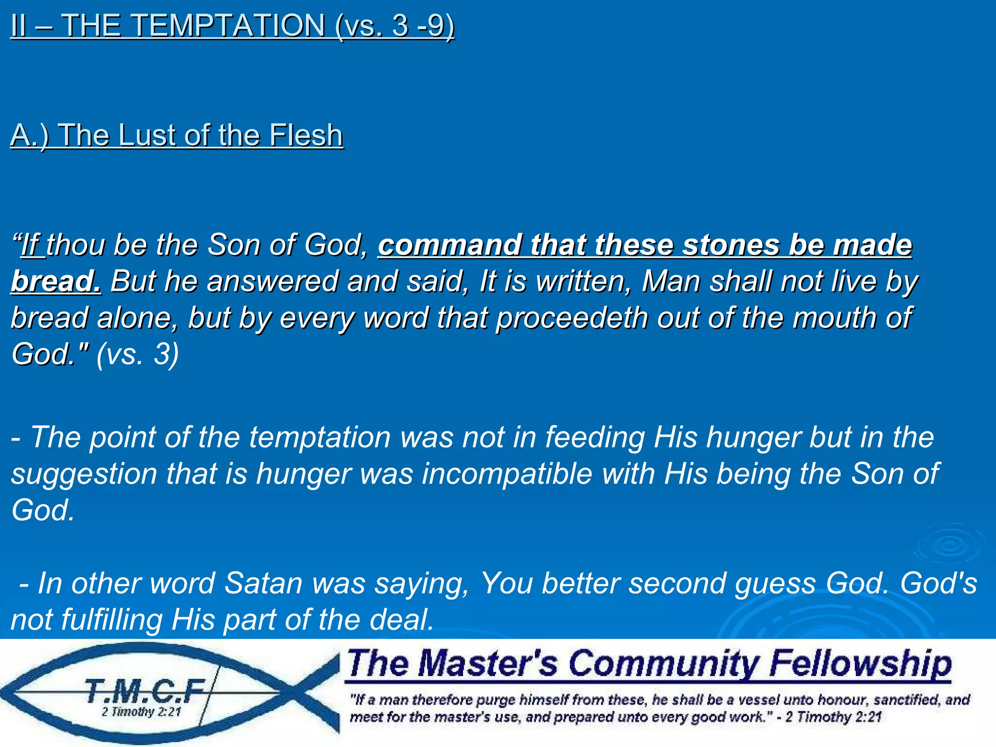 The advantage of the king over temptation | PPT