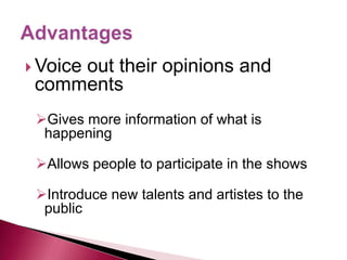 The advantages and disadvantages of reality tv | PPTX