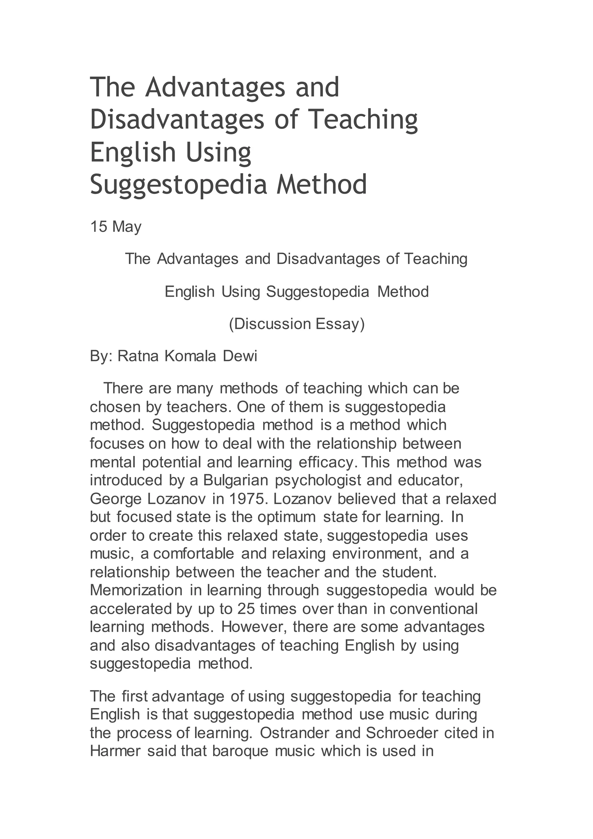 The advantages and disadvantages of teaching english using ...