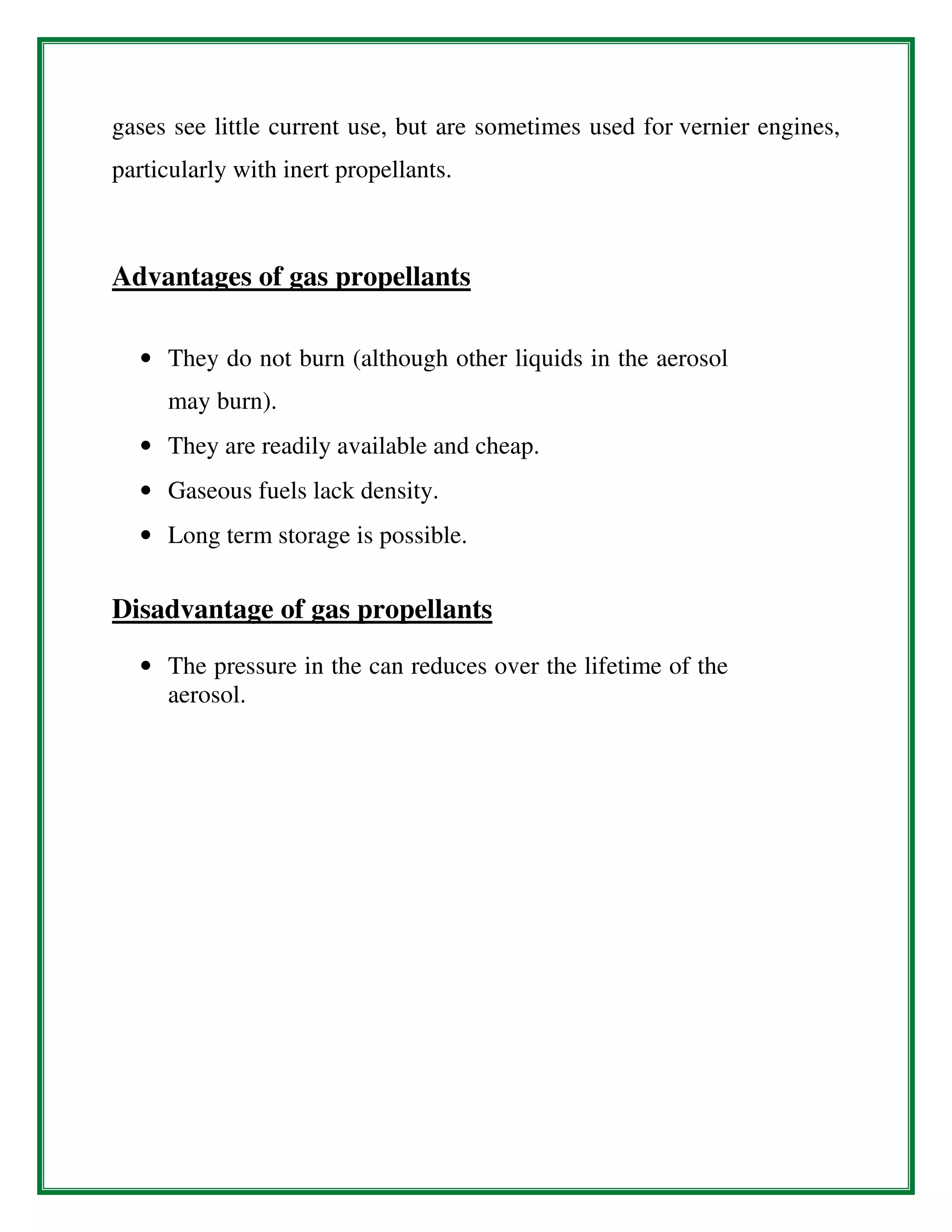 The advantages of different types of propellants | PDF
