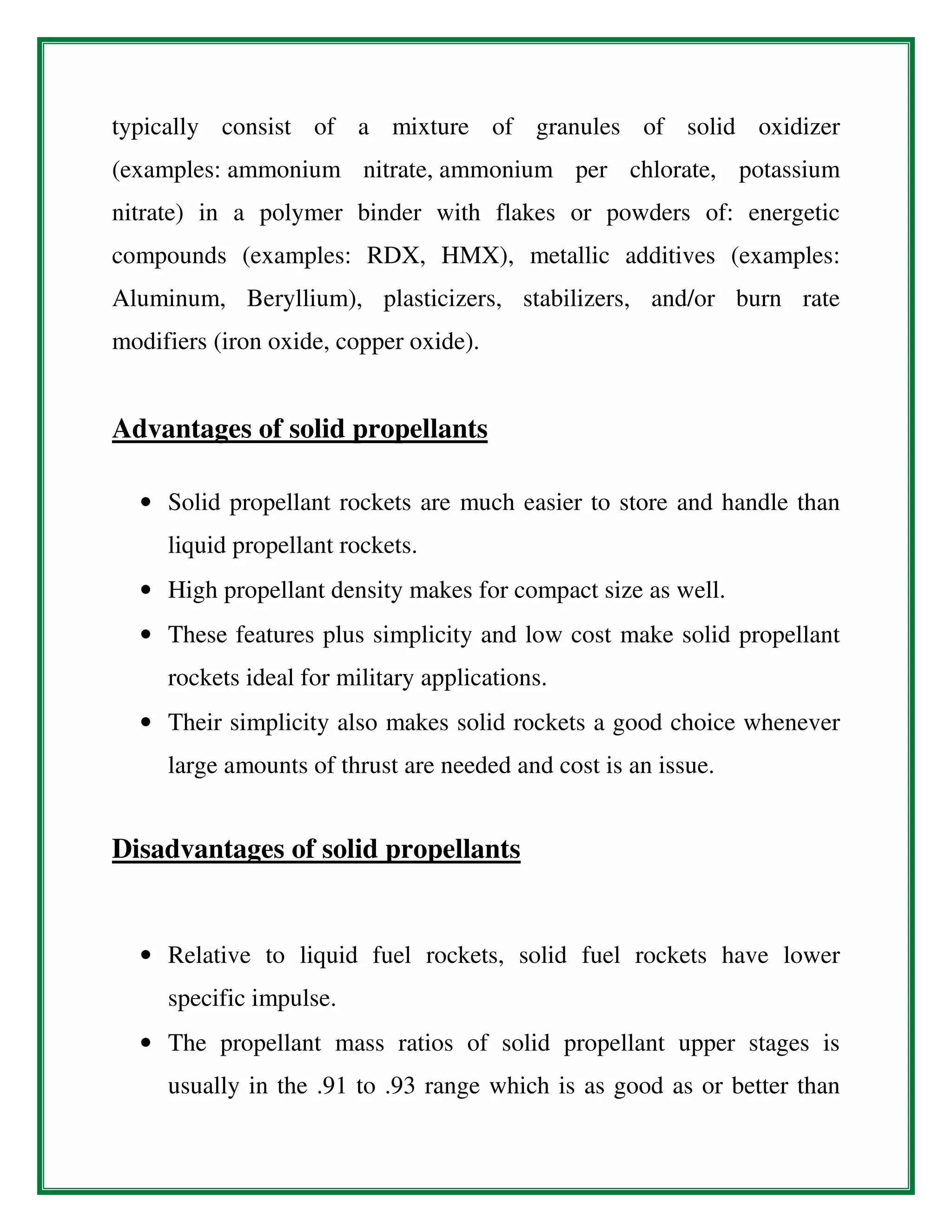 The advantages of different types of propellants | PDF