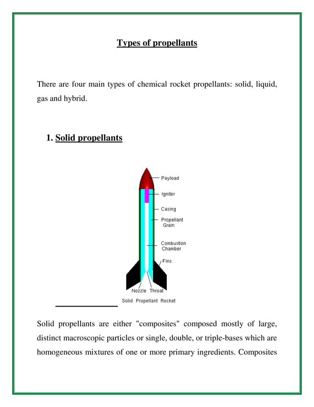 The advantages of different types of propellants | PDF | Chemistry | Science