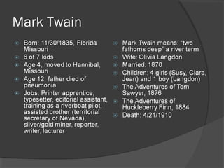 The adventures of huckleberry finn background info | PPT