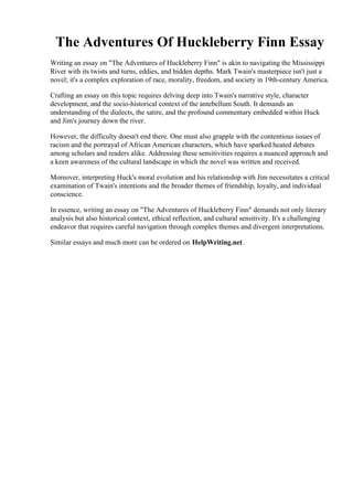 The Adventures Of Huckleberry Finn Essay.pdf