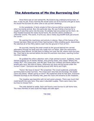 The adventures of mo the burrowing owl | PDF