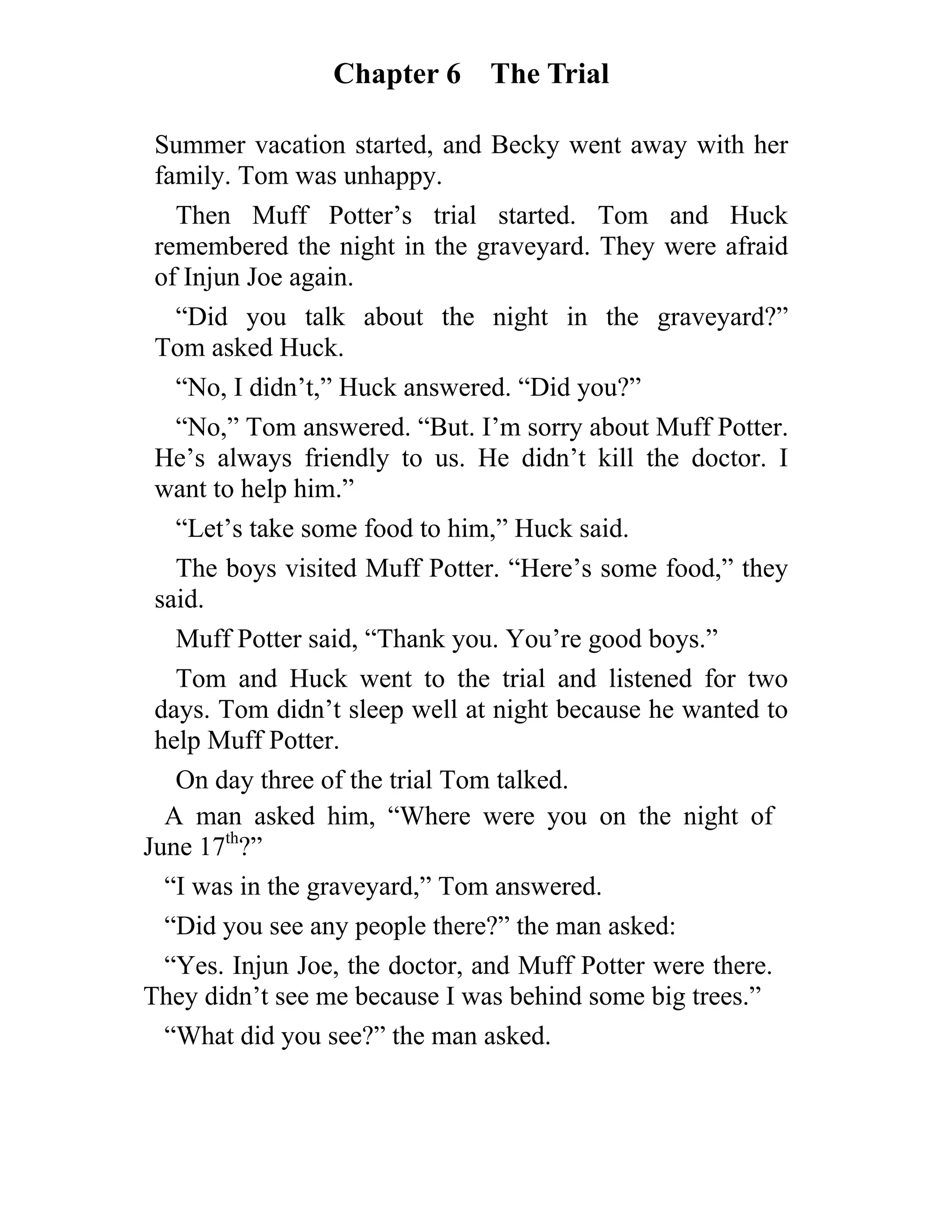 The adventures of tom sawyer chapter 5-6 | PDF