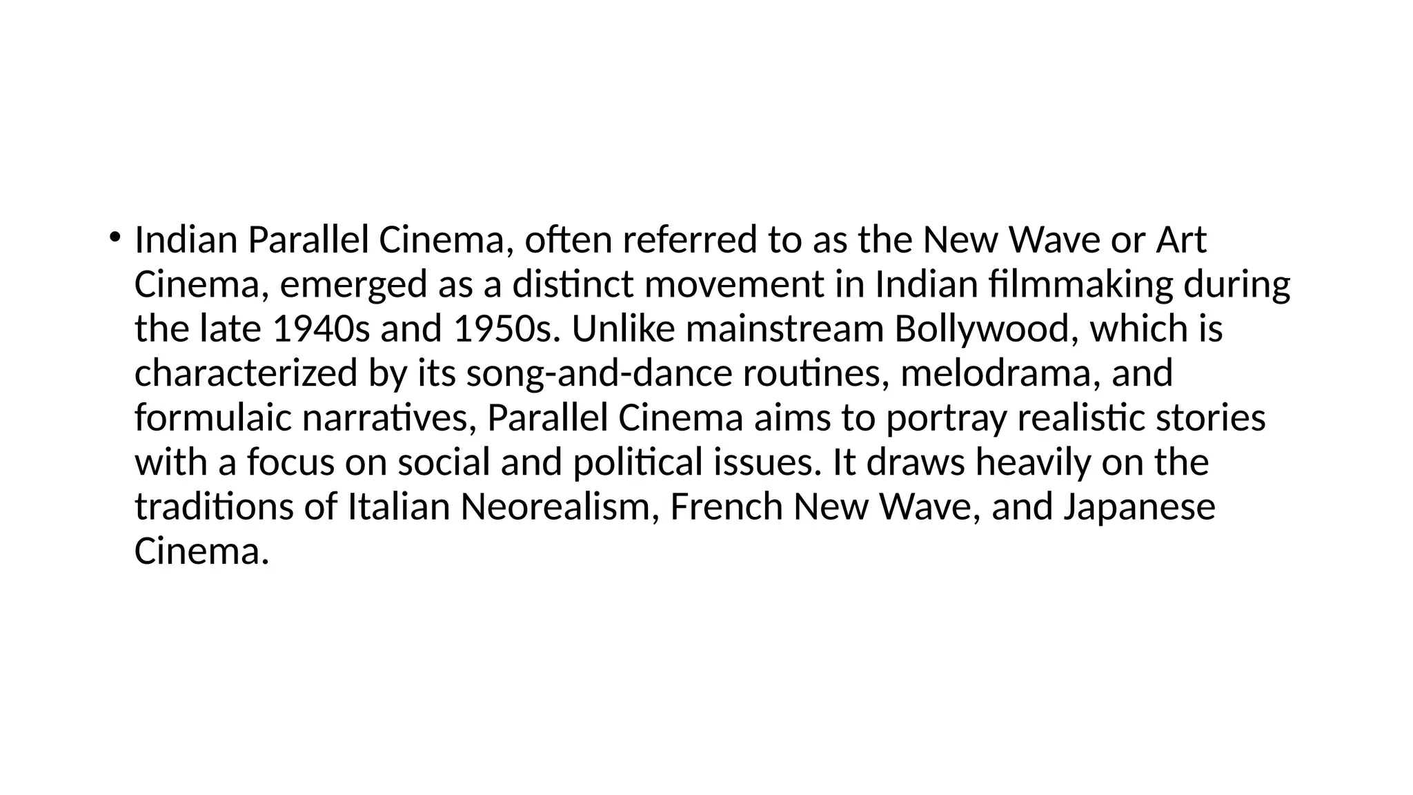 The Aesthetics and Appreciation of Indian Parallel Cinema | PPTX