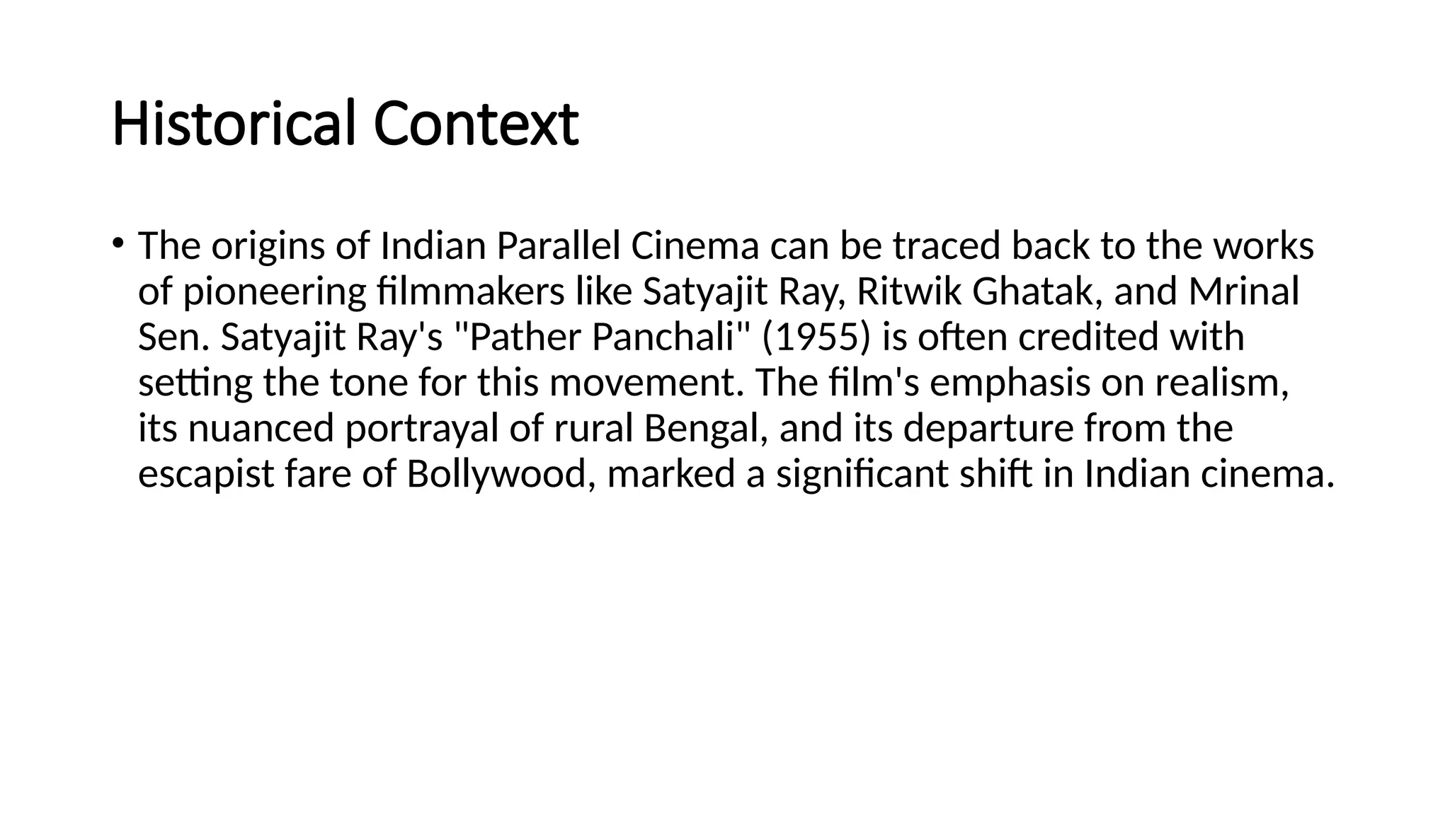The Aesthetics and Appreciation of Indian Parallel Cinema | PPTX