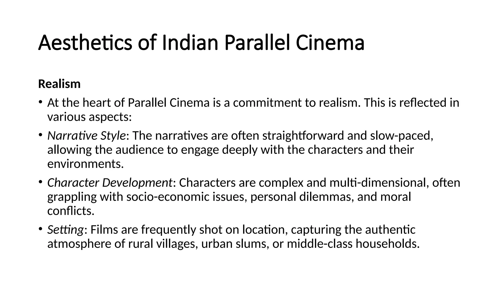 The Aesthetics and Appreciation of Indian Parallel Cinema | PPTX
