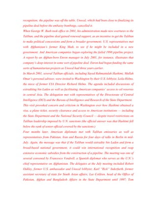 The Afghan Oil Pipeline and the US Negotiations with the Taliban | DOC