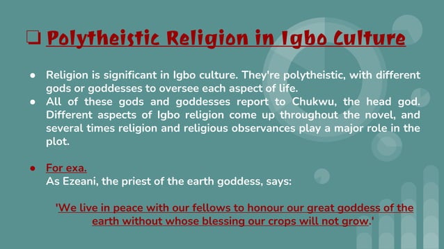 Igbo culture in Things Fall Apart | PPTX | Fiction | Books and Literature