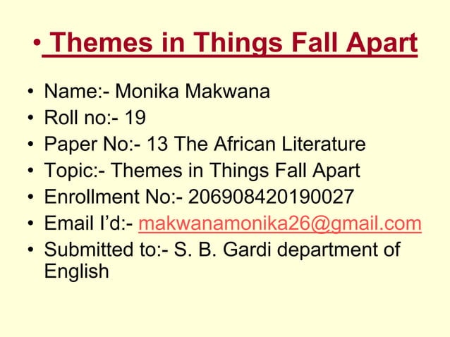 Themes in Things Fall Apart | PPT
