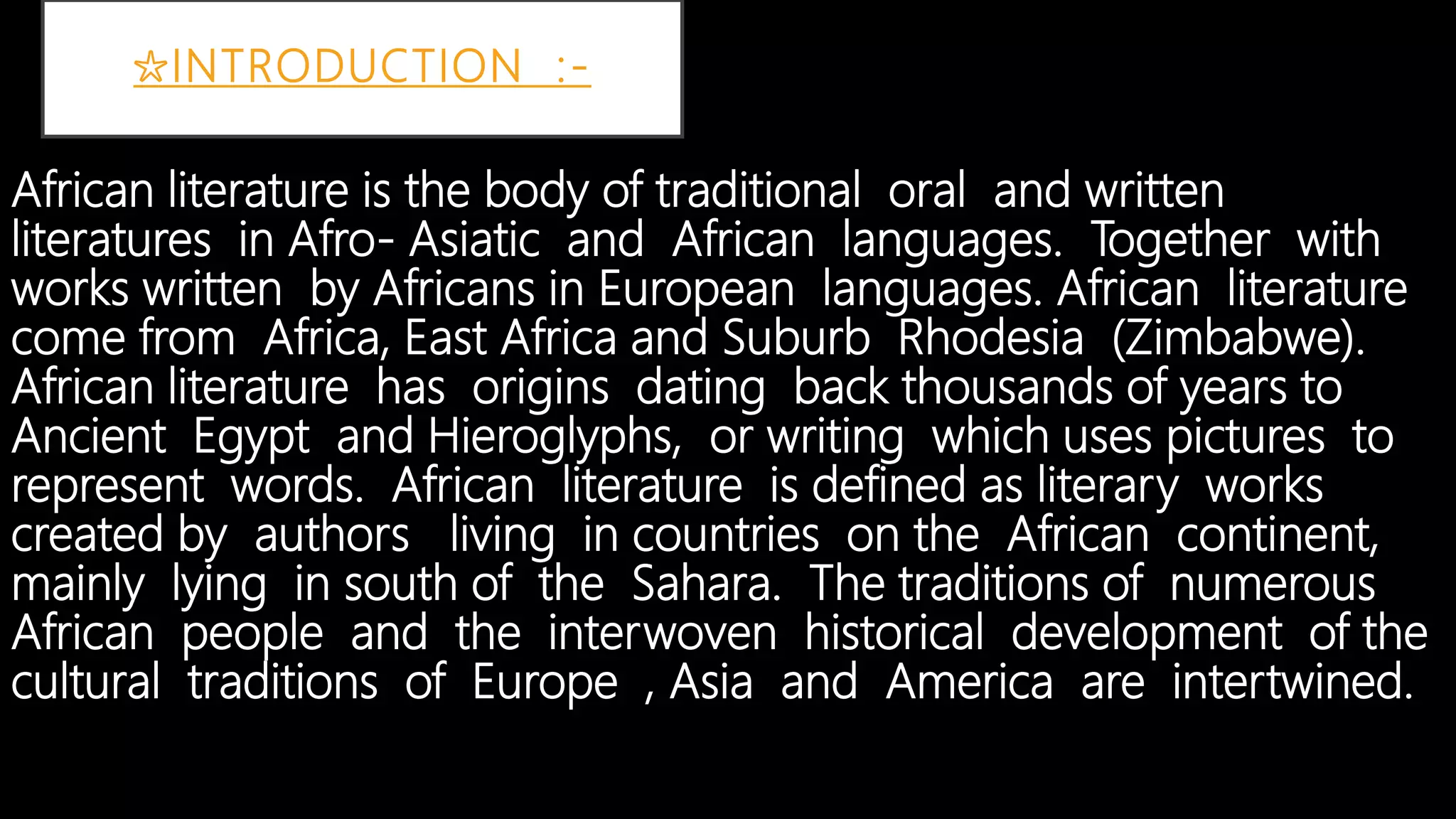 The african literature ppt | PPTX