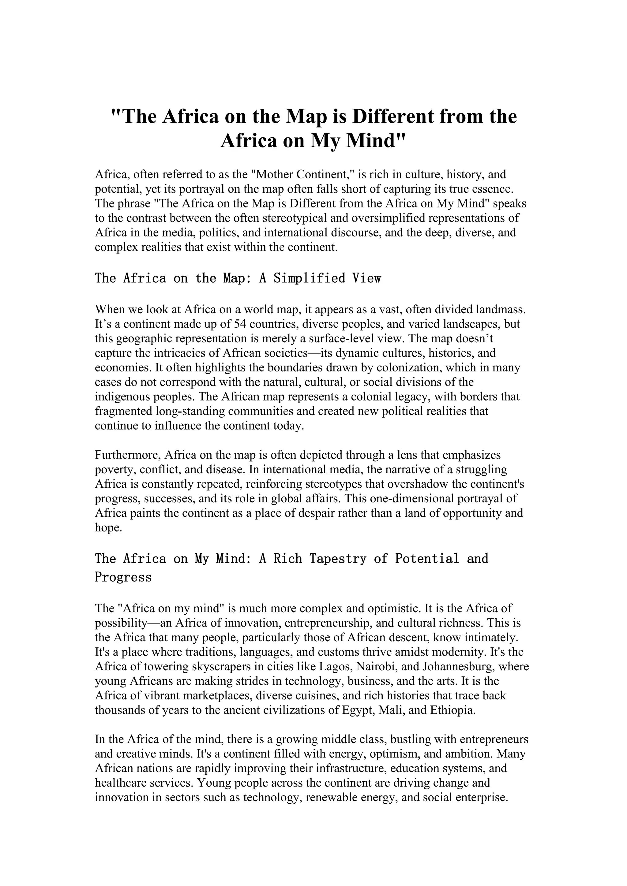 "The Africa on the Map is Different from the Africa on My Mind" | PDF