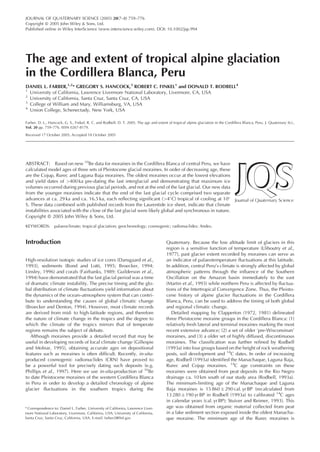 The age and extent of tropical alpine glaciation in the cordillera ...