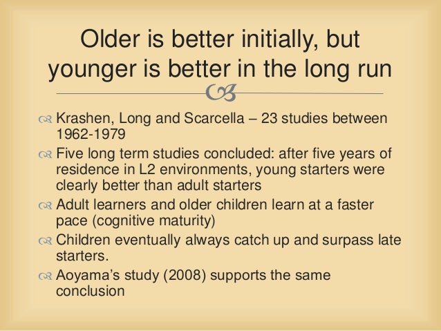 The Age Factor in Second Language Acquisition The Age Factor in Second Language Acquisition