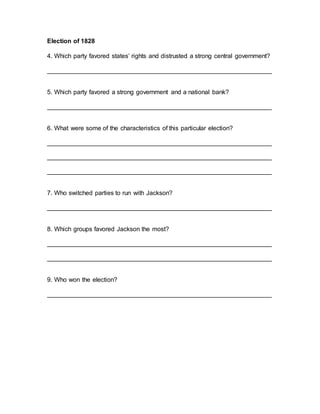 The Age of Jackson Guided Notes | DOCX