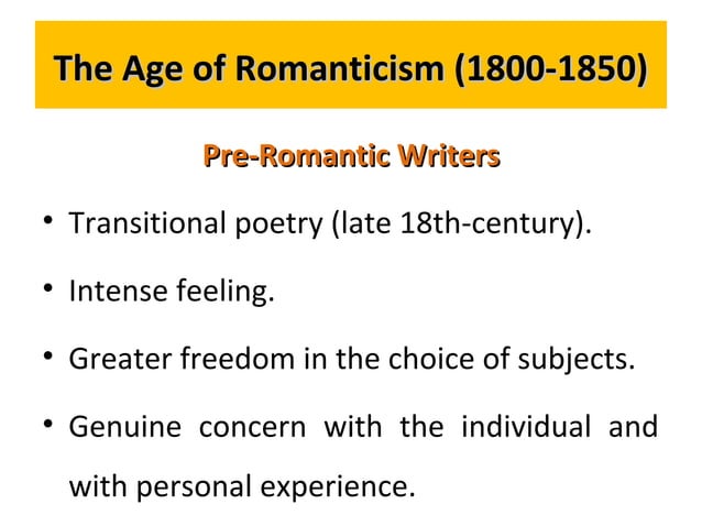 The age of romanticism (1800 1850) | PPT