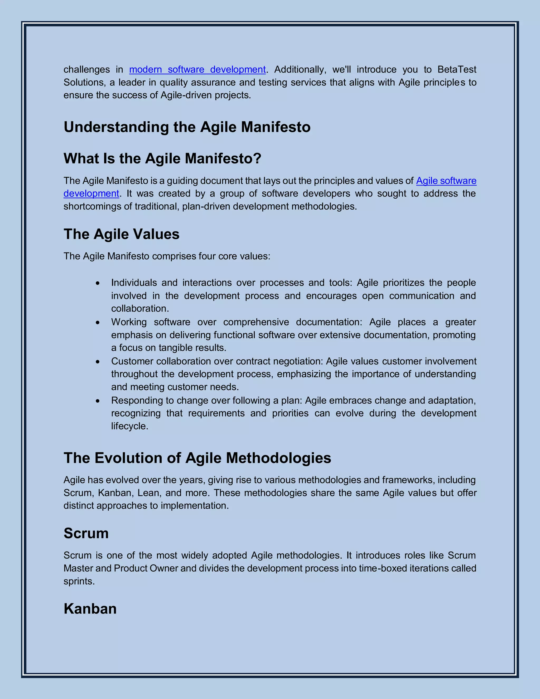 The Agile Manifesto Revisited: Benefits and Challenges in Modern Software Development | PDF