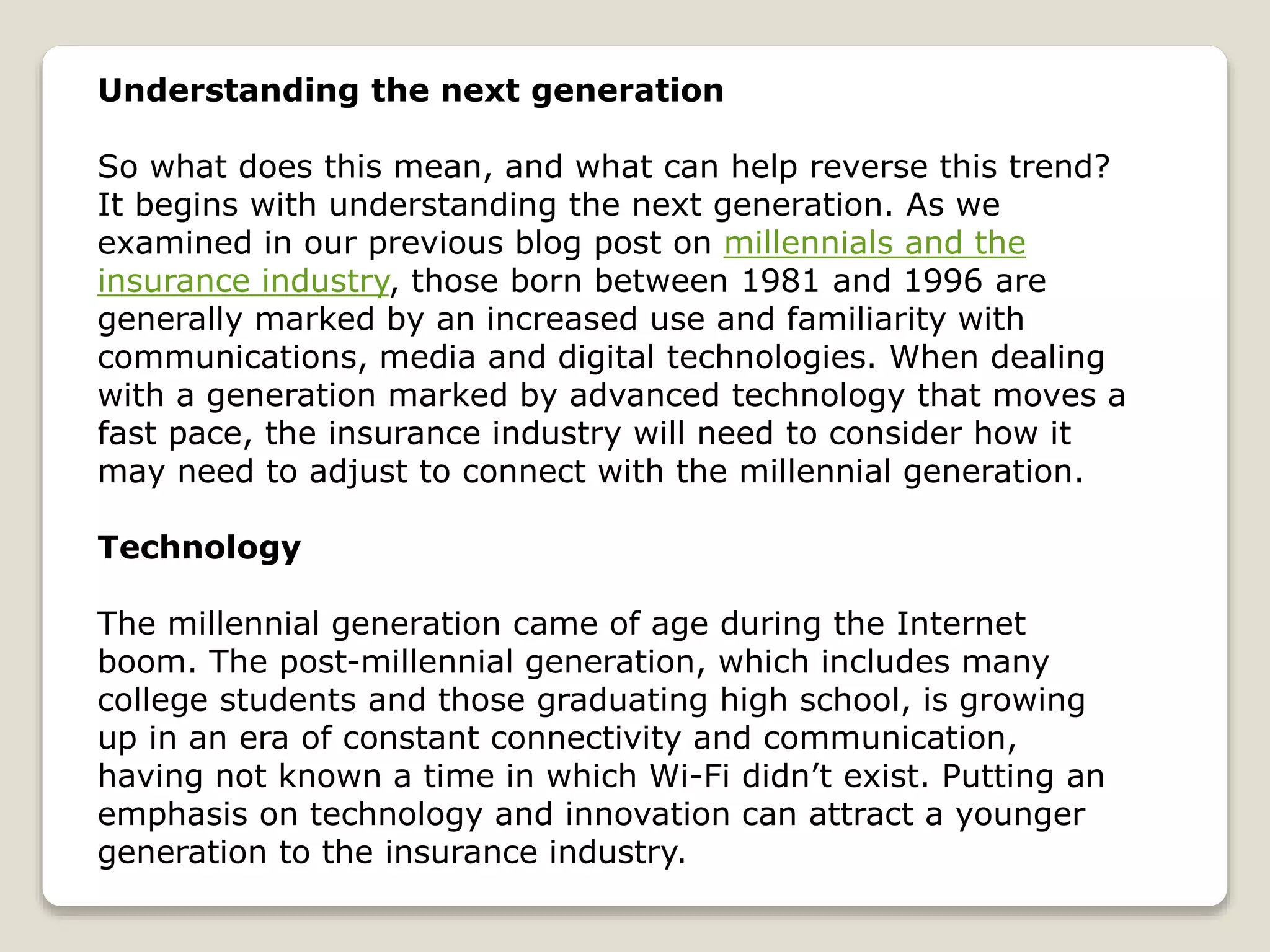 The aging insurance workforce | PPTX | Insurance | Personal Finance