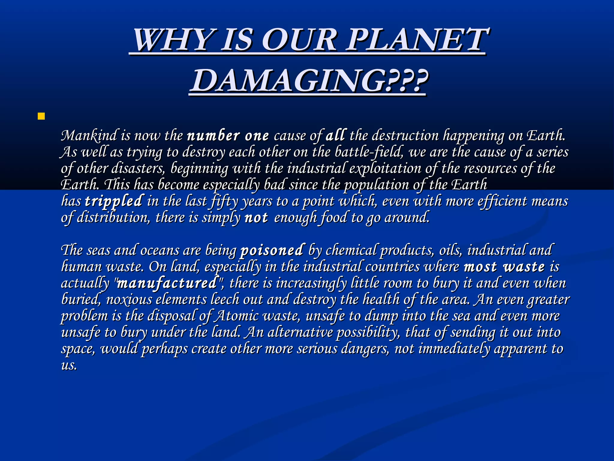 The ailing planet | PPT