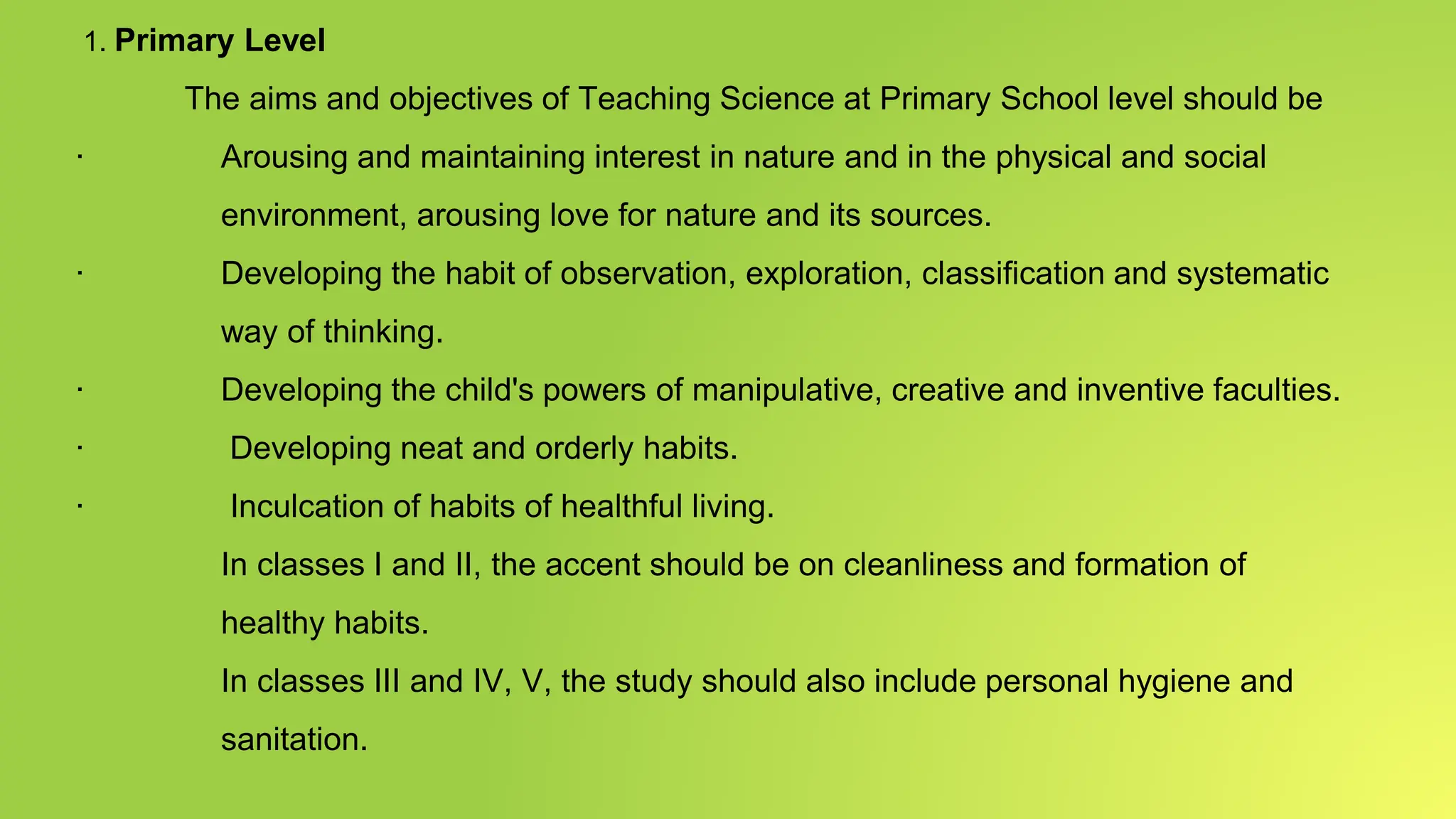 The aims and objectives of Teaching physical Science at different ...