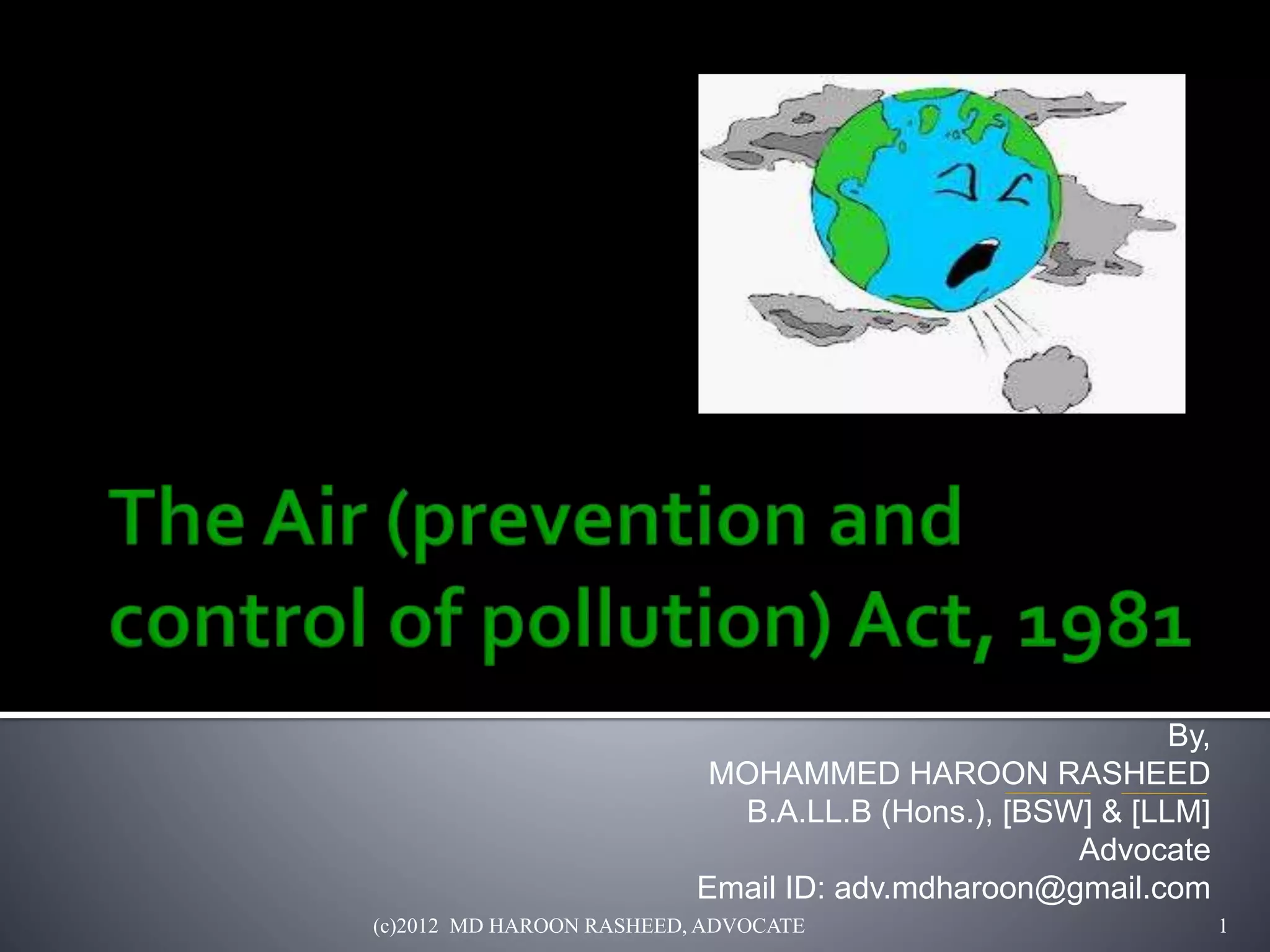 The Prevention of Air Pollution Act 1981 | PPT