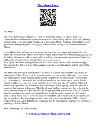 The Alamo Essay | PDF
