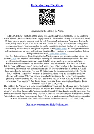 The Alamo Essay | PDF