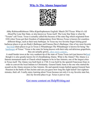 The Alamo Essay | PDF